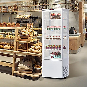 238L refrigerated display cabinet, floor-standing glass door refrigerator, with LED lighting and automatic defrost function, adjustable internal shelves, suitable for bars, restaurants, offices, homes