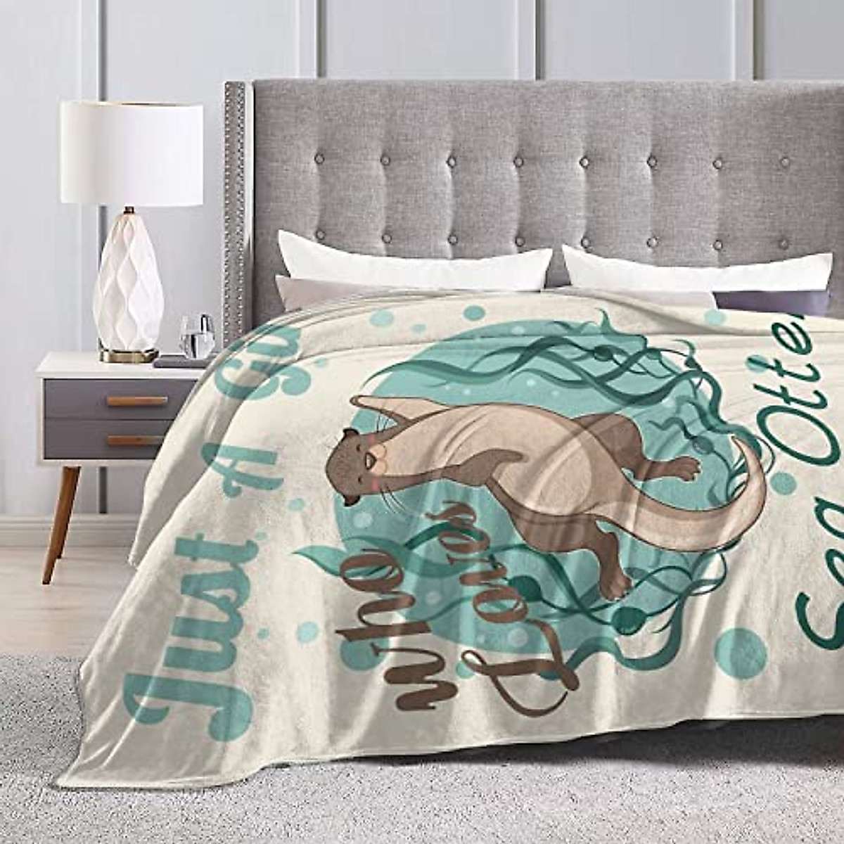 Sea Otter Throw Blanket Soft Flannel Blanket Lightweight Microfiber Blanket for Room Bed Sofa 50"X40" Inches