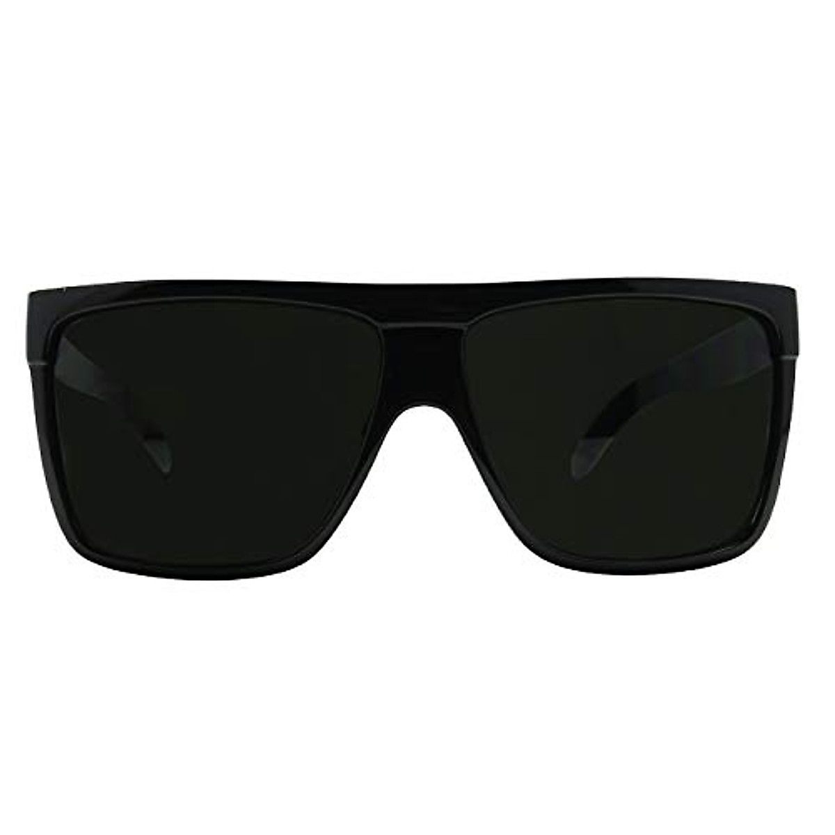 ShadyVEU Super Dark Round Sunglasses UV400 Casual Blacked Out 80's Retro Shades (Glossy Black Flat Top Frame, Dark Black)
