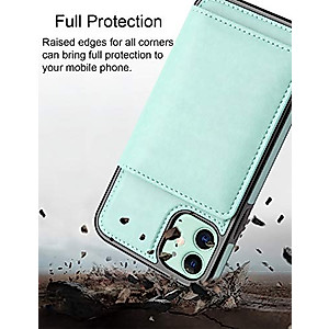 LakiBeibi Case for iPhone 11 Case with Card Holders, Dual Layer Lightweight Slim Leather iPhone 11 Wallet Case Flip Folio Magnetic Lock Protective Case for Apple iPhone 11 6.1 Inch (2019), Mint