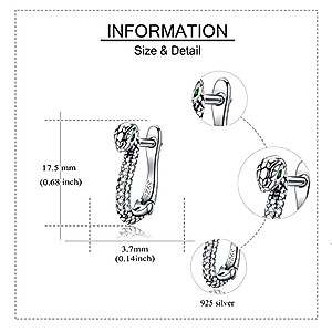 Snake Earrings Sterling Silver Huggie Hoop Earrings Dainty Green Snake Earrings Christmas Jewelry Gifts for Women