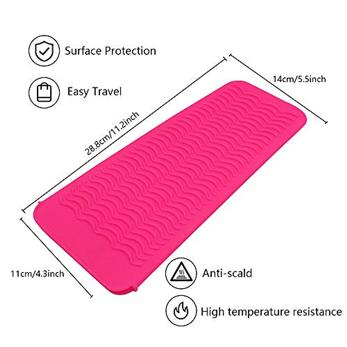 2Pack Heat Resistant Silicone Mat Pouch, Portable Styling Heat mat, Curling Iron pad Cover, Hair Straightener Travel Bag Case, for Flat Iron, Curler Wand, Hot Waver, Salon Tools Appliances (GrayPink)