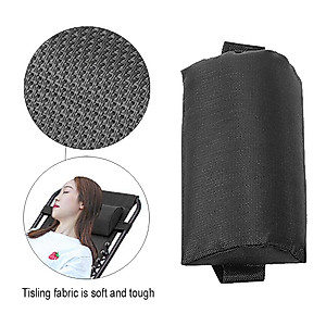 FLAMEER 2Pack Outdoor Anti Gravity Lounge Chair Pillow, Headrest Pillow for Folding Patio Lawn Recliner (Black)