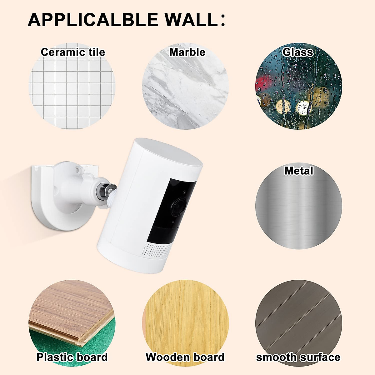 Strong Adhesive Wall Mount for Ring Camera&Stick Up Cam Battery,Indoor Outdoor Mount Bracket for Arlo Pro/Pro 2/Pro 3/Ultra/Ultra 2,Ring indoor Cam, eufyCam E/2C