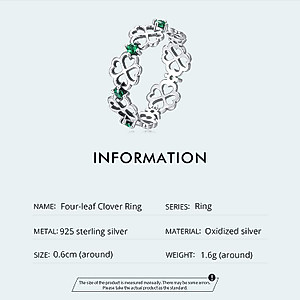Teleye Four-leaf Clover Ring 925 Sterling Silver Ring for Women (7)
