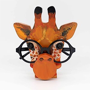Wooden Giraffe Eyeglass Holder Display Stand Creative Cute Animal Glasses Holder Handmade Creative Sunglasses Display for Desktop Accessory, Home Office Decor, Birthday and Christmas Gift (Giraffe)