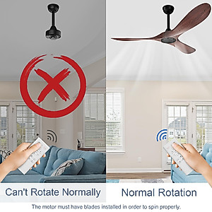 alescu Outdoor Ceiling Fan 60" with Remote Control,Modern Reversible DC Motor for Patio Bedroom Living Room Outdoor Ceiling Fans walnut finish