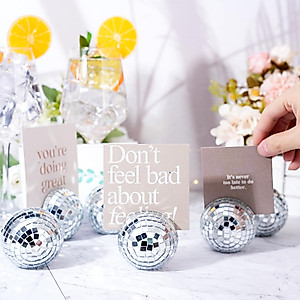 Engrowtic Disco Ball Place Card Holders Silver Table Number Holder for Photo Name Card Stands Disco Centerpiece Decor for Holiday Wedding Party Birthday Table Display Menu, 2 Inch(12 Pcs)