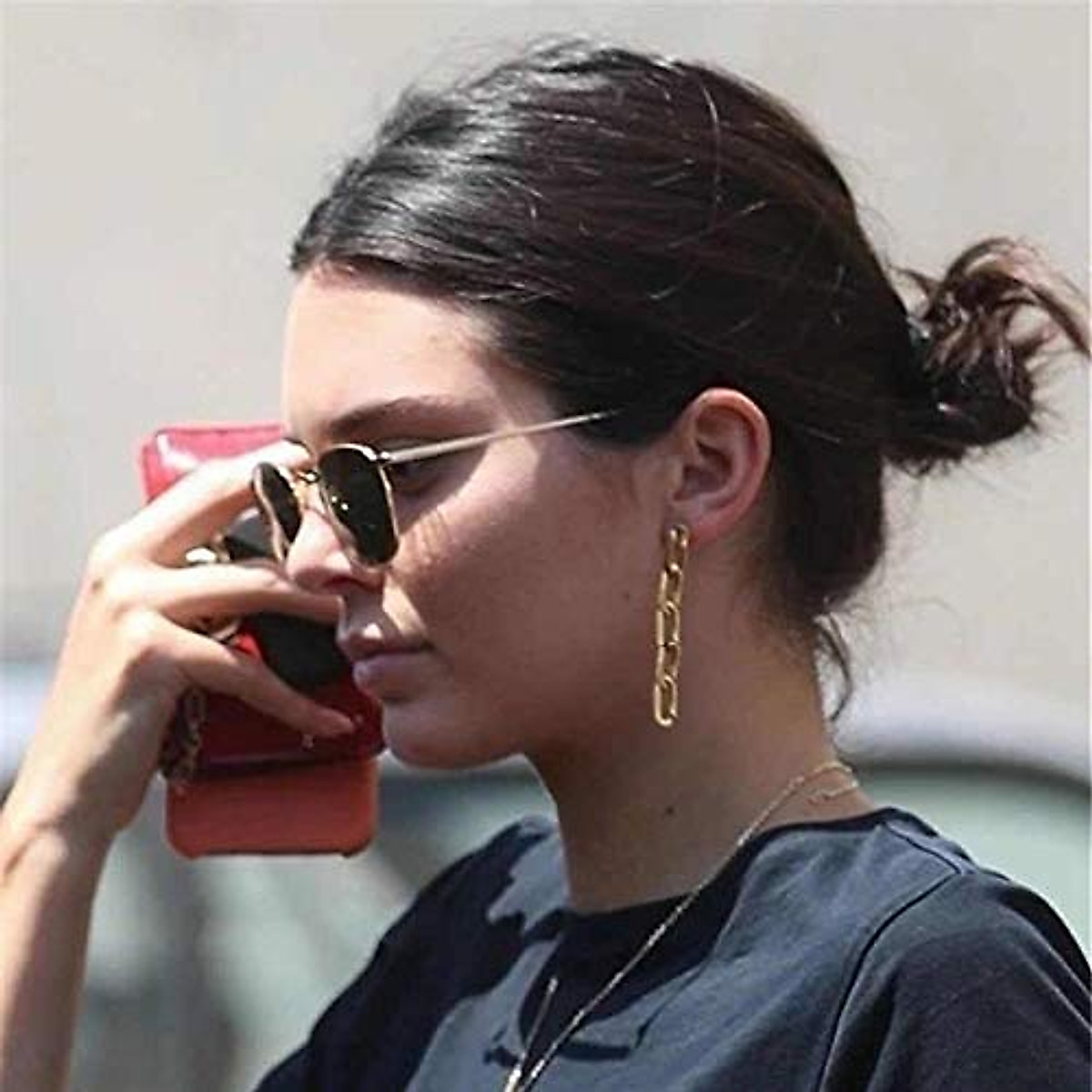 Link Chain Drop Earrings Minimalist Punk Paperclip Chain Dangle Earrings for Women Gold Silver