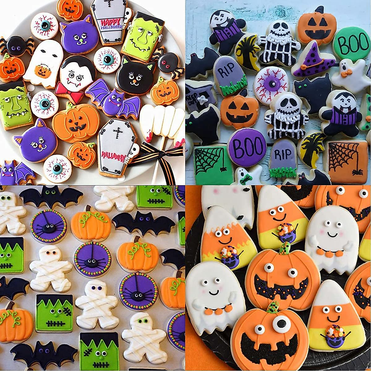 Halloween Themed Cookie Cutter Set, Stainless Steel Skull Bat, Pumpkin Ghost, Bottle Rattle,Onesie Baby Carriage, Biscuit Molds for Baby Shower