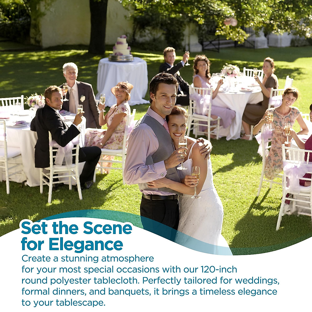 10-Pack 120-Inch Round White Polyester Tablecloths – Machine Washable, Durable, Wrinkle-Resistant Linens for 8-Foot Tables – Ideal for Weddings, Banquets, Restaurants, Parties