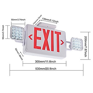 Apmeetlux Red Exit Sign with Emergency Lights, 200lm 3Hours Plug in Emergency Exit Sign with Lights Battery Backup for Business,Commerical Emergency Lighting Combo UL 924 AC85-277V Double Face