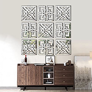 QMDECOR Square Mirrored Wall Decor Decorative Mirror 12x12 inches Modern Fashion DIY Silver Wall-Mounted Mirrors