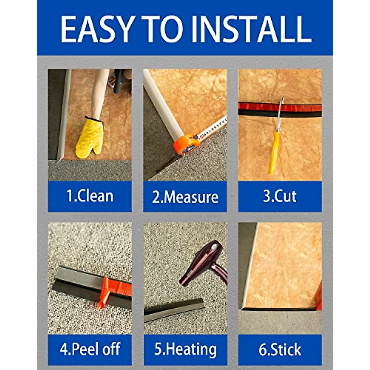 Floor Transition Strip Carpet & Flooring Flat Divider Edging Trim Strip Transition Threshold 6.65Ft PVC Adhesive-Suitable for Threshold Transitions Height Less Than 5 mm(2m Brown)
