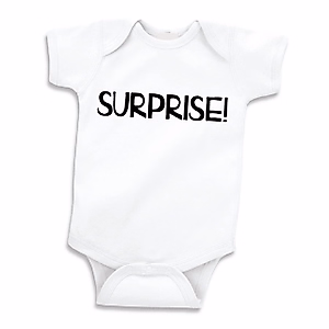 Bump and Beyond Designs Baby-Girls Suprise Pregnancy Announcement to Husband and Family Leotard White, 0-3 Months
