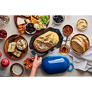 LoafNest: Incredibly Easy Artisan Bread Kit. Cast Iron Dutch Oven [Blue Gradient] and Perforated Non-Stick Silicone Liner.