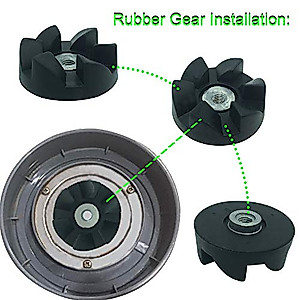 Top Base Gear & Rubber Blade Gear with Shock Pad by DTAIR Replacement for NutriBullet 600W 900W Blender NB-101B NB-101S NB-201(Set of 2)