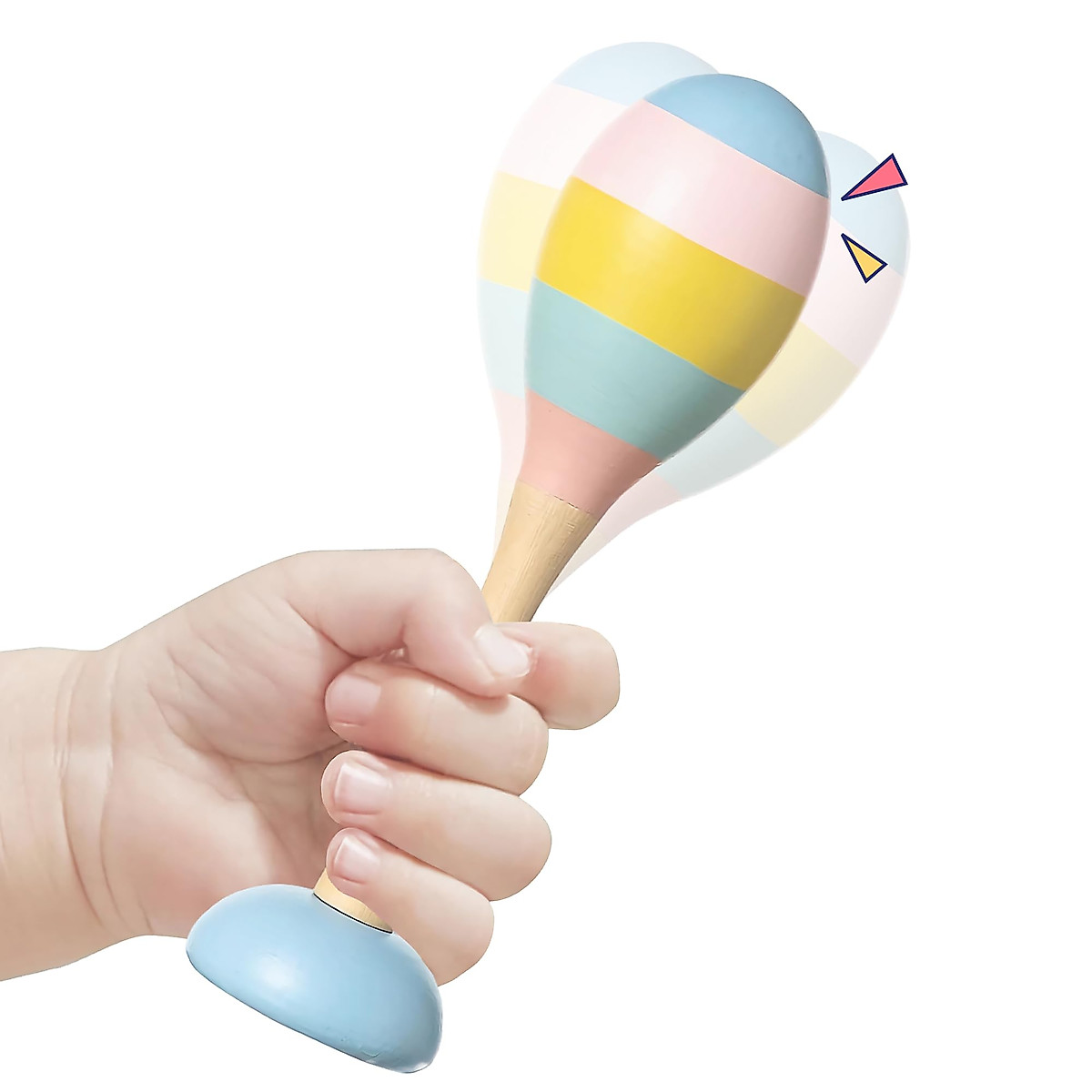 RUYU Wood Sand Hammer Hand Percussion Maracas Shakers Rattles Percussion Instrument Educational Toy Mexican Fiesta Decoration for Kids Party Game Playing, Set of 2