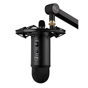 Blue Microphones Compass Premium Tube-Style Microphone Broadcast Boom Arm with Internal Springs, Desktop Clamp and Built-in Cable Management for Recording, Gaming, Streaming, Podcasting - Black