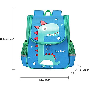 DNSHAN Toddler Backpacks for Boys, 11 Inch Ultra-light Preschool Bookbag for Little Kids, 1-4 Years Old, Dinosaur