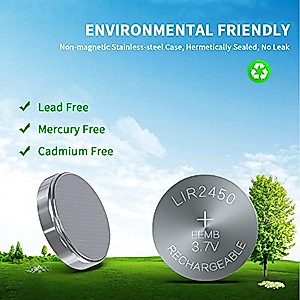 EEMB 5PCS LIR2450 Rechargeable Battery 3.7V Lithium-ion Coin Button Cell Batteries 120mAh