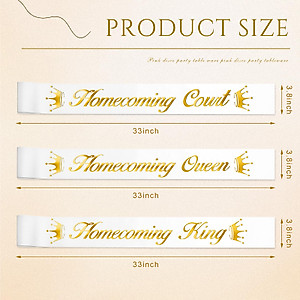 Huquary 8 Pcs Homecoming Court Homecoming King and Queen Sashes Set School Dance Satin Sash White with Gold Print Prom Sash for Graduation Party Accessories(White, Gold)