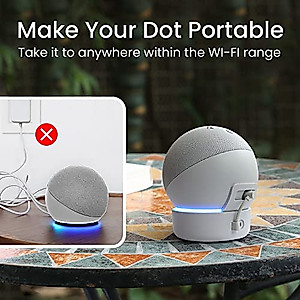 GGMM D5 Battery Base for Echo Dot 5th Generation, Portable Echo Dot Battery Base, Compatible with Alexa Echo Dot 4/5th Gen, Dot 5 Stand Accessories, Last Up to 7 Hours, White (Not Include Speaker)