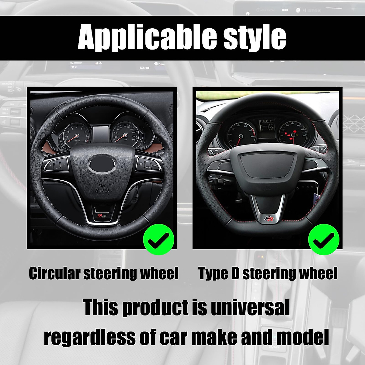 Elastic Stretch Steering Wheel Cover, 15 Inch Universal Anti-Slip Car Steering Wheel Cover for Auto Truck Van SUV, Warm in Winter and Cool in Summer, Odorless,Easy Carry (Black)