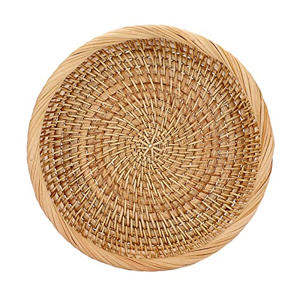 Hipiwe Small Key Basket Bowl for Entryway 7.6" Round Woven Wicker Basket Snacks Fruit Candy Serving Basket Tray Rattan Organizer Basket for Keys Wallet Cell Phone