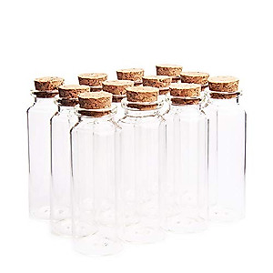 Danmu 12Pcs 40ml 1.18" x 3.14" Mini Glass Bottles, Mini Bottles, Mini Vials, Jars with Wood Cork Stoppers, Tiny Vials, Wish Bottles, Message Bottles for Wedding Favors, Baby Shower Favors, DIY Craft
