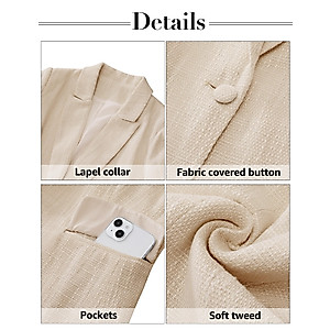 luvamia Tweed Blazers for Women Business Casual Dressy Blazer Jacket Blazers for Women Business Casual Women Blazers for Work Professional Work Clothes for Women Beige Size Small Fits Size 4 / Size 6