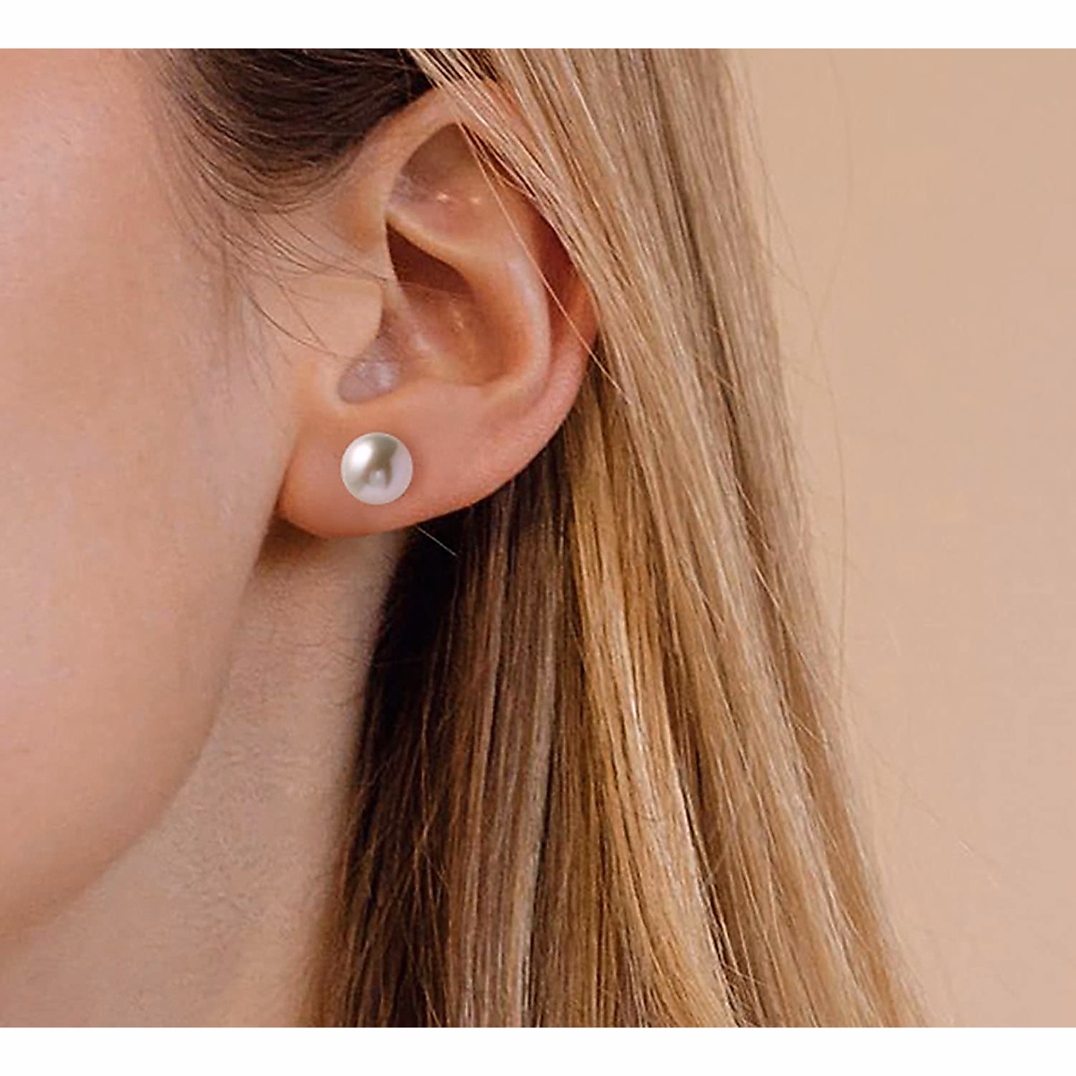 CowlynI Pearl Earrings Freshwater Cultured 14k Gold Plated AAAA+ Quality Handpicked Pearls Stud Hypoallergenic Valentines Day Gifts Jewelry for Women Men