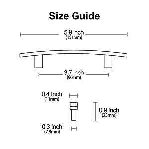 Alzassbg 10 Pack Brushed Brass Cabinet Pulls, 3-3/4 Inch(96mm) Hole Centers Gold Cabinet Handles Hardware Modern Arch Bar Drawer Handle Pull AL3092BB