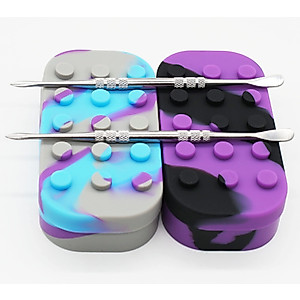 KUVIS 34ml Silicone Multi Compartment Wax Container Concentrate Non-stick Oil Jar with Carving Tool (2)