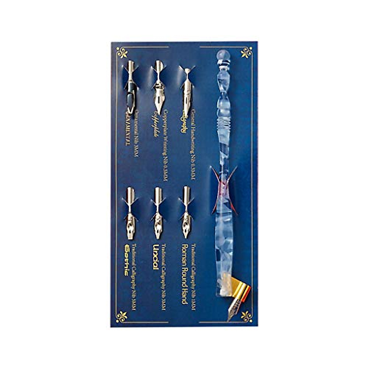 Y-QUARTER Luxury Fountain Pen Set - Retro Resin Manga Calligraphy Dip Pen Holder & 6 Nibs for Lettering Skiching Drawing - Perfect for Men and Women