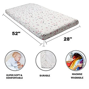 4 Pack Soft Baby Girl Crib Sheets for Standard Crib Mattress Unicron Rainbow Heart Cute Neutral Polyester Unisex Fitted Crib Sheets Set for Baby Girls