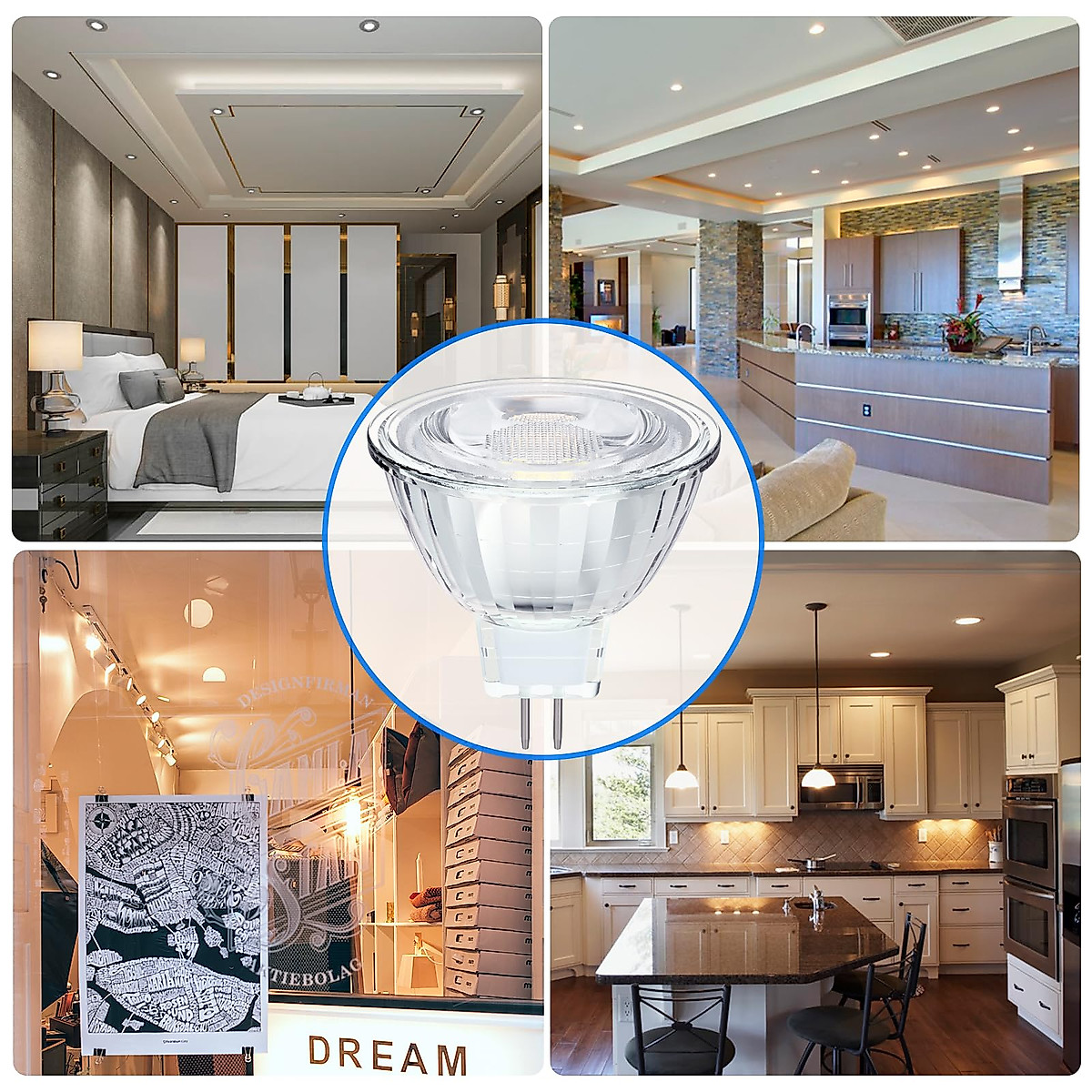 Energetic Dimmable MR16 6W 12V LED Light Bulb, 50W Halogen Equivalent, CRI 90+, GU5.3 Bi-Pin Base, 40 Degree Beam Angle, 3000K Warm White, for Landscape, Recessed, Track Lighting, UL Listed, 12Pack