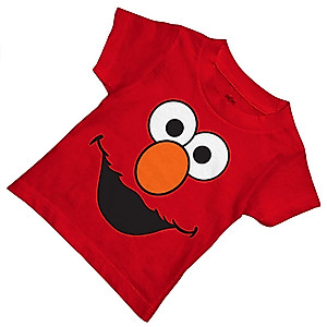 Sesame Street Short Sleeve T-Shirt Short Sleeve Tee - Elmo & Cookie Monster Big Face Tee (Elmo, 3T)