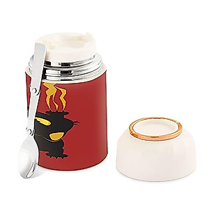 CUPADA Cat Scratch Surface Food Jar, Cute Cartoon Funny Insulated Hot Food Jars Vacuum 17OZ with Folding Spoon for Work Trip Picnic Camping