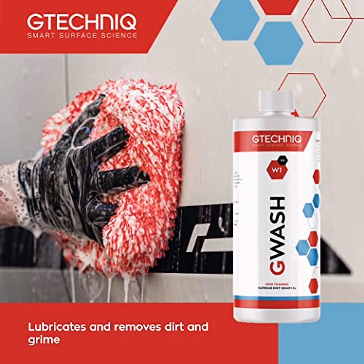 Gtechniq - W1 GWash - Big Foam Content, Breaks Bond Between Dirt Film & Paint; Minimal Surface Abrasion; Gloss Retention; Reduced Scratching (1 Liter)