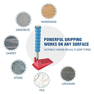 Remedic Long Handle Doorstopper Wedge – Security Non-Slip Rubber Door Stop – Suitable for All Floors and All Doors – Adaptive, Arthritis and Senior Living Product – Foldable and extendable