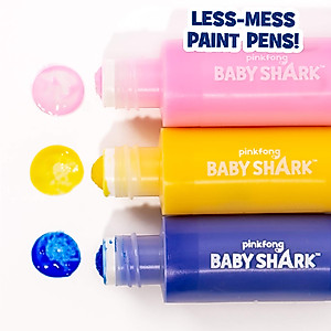 Horizon Group USA Baby Shark Dot Art Pad, Paint and Decorate a Baby Shark Coloring Book with 18 Pages, Includes 3 Dot Markers for Less-Mess Painting, Baby Shark Art Set, Baby Shark Arts and Crafts