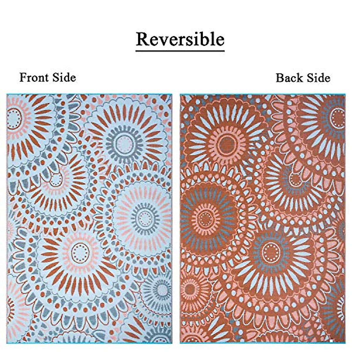 Santextile Reversible Outdoor/Indoor Plastic Straw Rugs Waterproof Portable Mat Easy to Clean Outdoor Patio Mat,Perfect for Garden, Patio, Picnic, Decking-（Blue,8x10Ft）