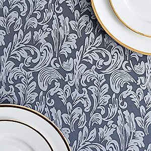maxmill Jacquard Table Cloth Damask Pattern Spillproof Wrinkle Resistant Oil Proof Heavy Weight Soft Tablecloth for Kitchen Dinning Tabletop Outdoor Picnic Rectangle 52 x 70 Inch Stone Blue