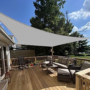 E&K Sunrise 10' x 12' Sun Shade Sail Rectangle Canopy Shade Cover UV Block for Patio Backyard Garden Outdoor (Gray)