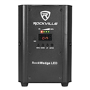 (2) Rockville RockWedge LED RGBWA+UV Rechargeable Wireless DMX DJ Par Up-Lights