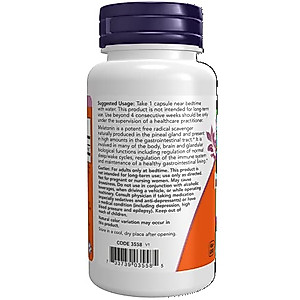NOW Supplements, Maximum Strength Melatonin 20 mg, Healthy Sleep Cycle*, Free Radical Scavenger*, Gastrointestinal Support*, 90 Veg Capsules