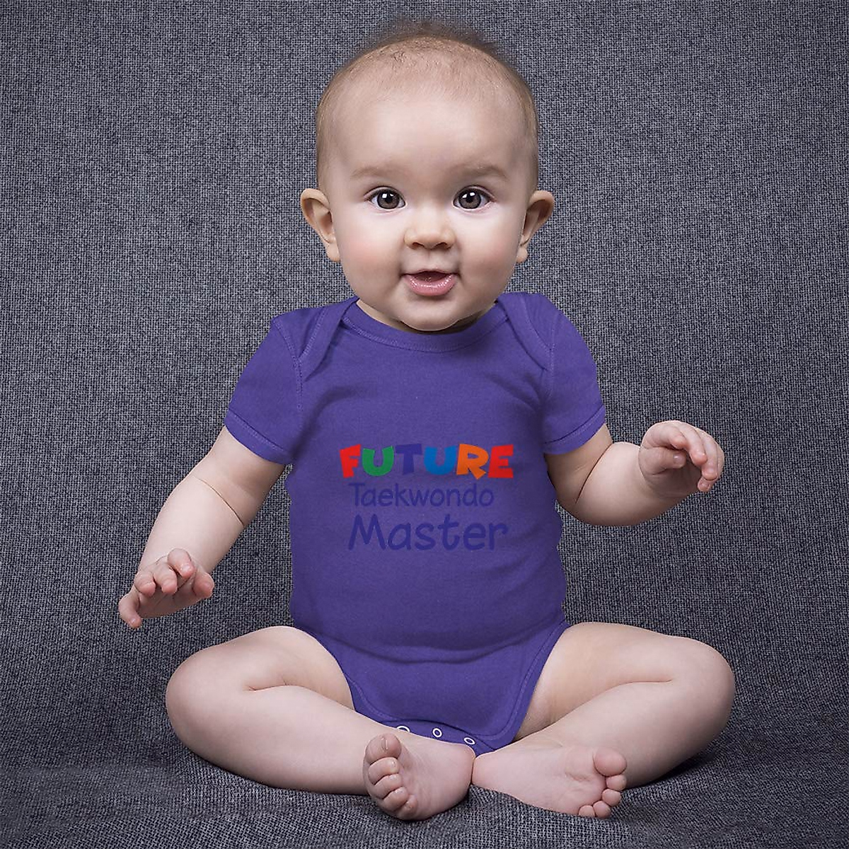 Cute Rascals Custom Boy & Girl Baby Bodysuit Future Taekwondo Master Sport Funny Cotton Baby Clothes Oxford Gray Design Only 12 Months