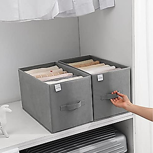 Coorganisers 2 PCS Sweater Wardrobe Clothes Organizer,Washable Clothes Organizer for Folded Clothes with PP Board Handle,7 Grids Closet Organizers and Storage Box for Jeans,Pants,Sweater,Jacket,Shirt