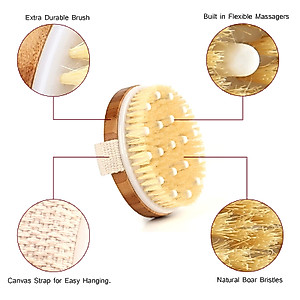 Bath Body Brush Set for Wet or Dry Brushing - Natural Detoxifying Facial Brush & Long Handle Body Brush - Exfoliating Dry Skin, Stimulate Blood Circulation - Set of 3